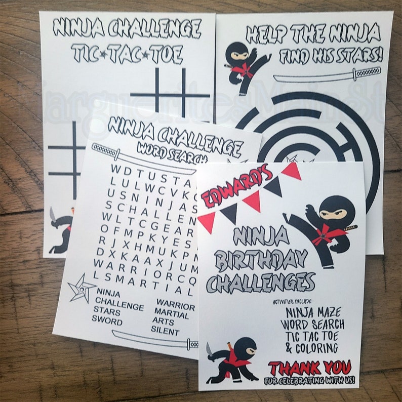 Birthday Ninja Favors - Print and Cut Ninja Activity Packet - Ninja ...