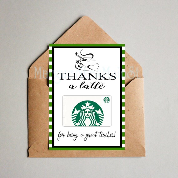 Teacher Appreciation Printable Gift Card Holder Starbucks | Etsy