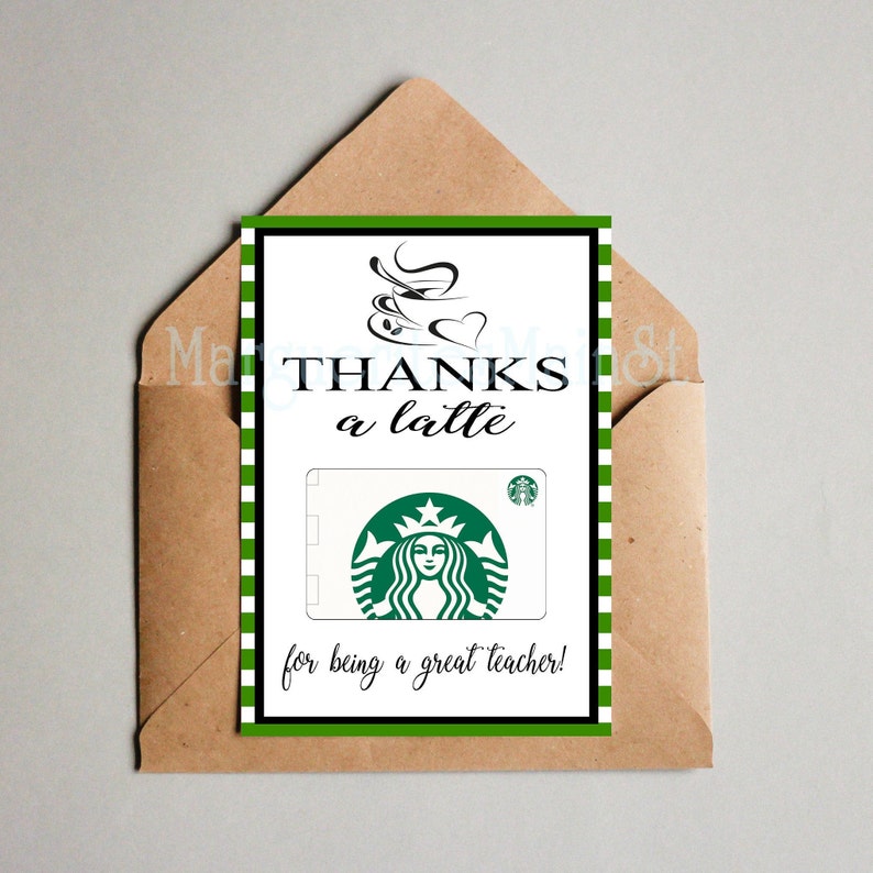 Teacher Appreciation Printable Gift Card Holder Starbucks | Etsy