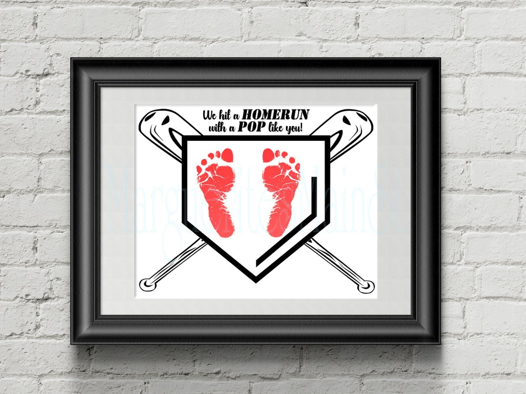 DIY Footprint Baseball Art, Homerun Pop Father's Day Gift From Kids ...