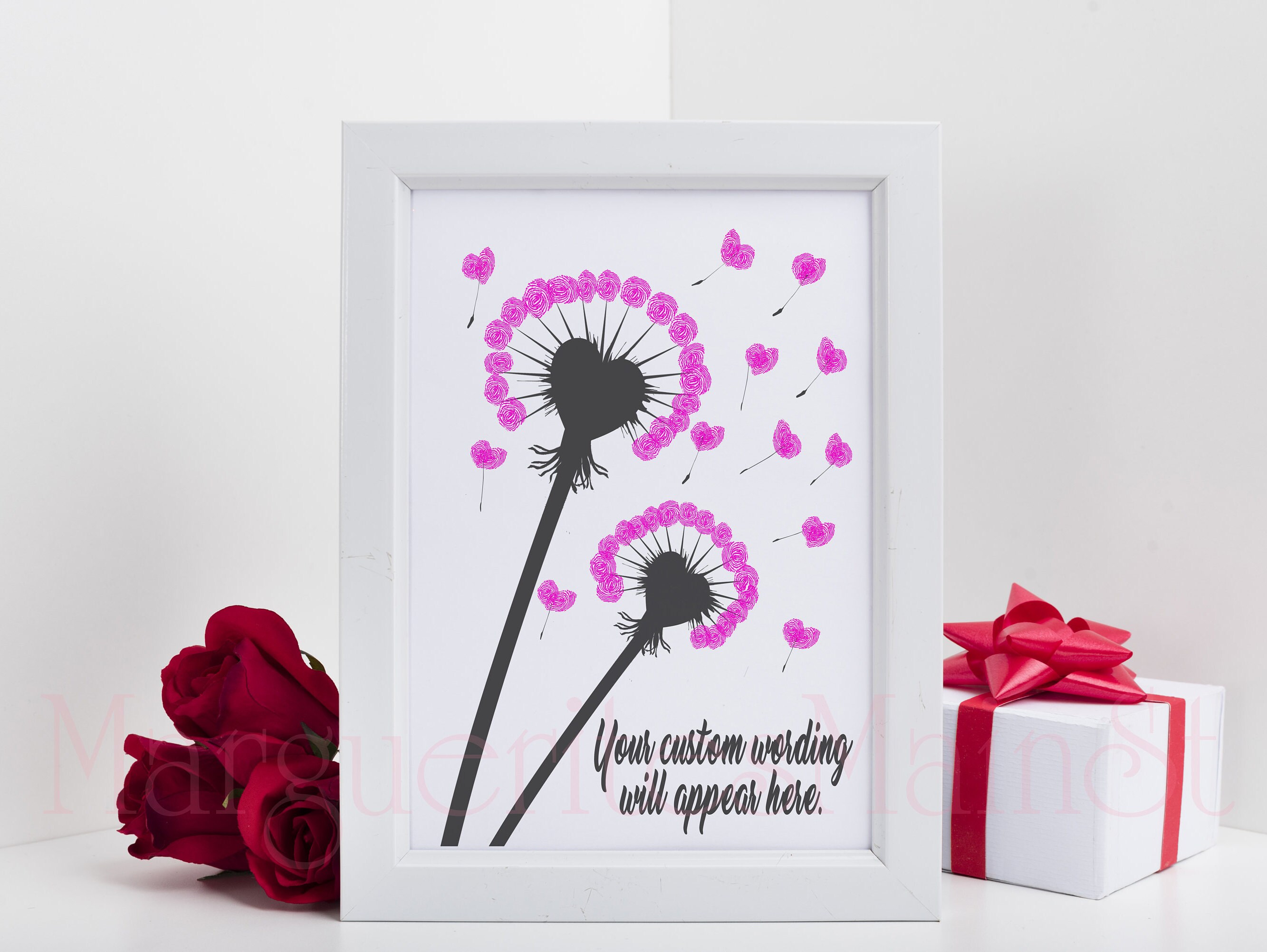 Custom Wording - DIY Dandelion Fingerprint Art - Valentine's Day - Gift ...