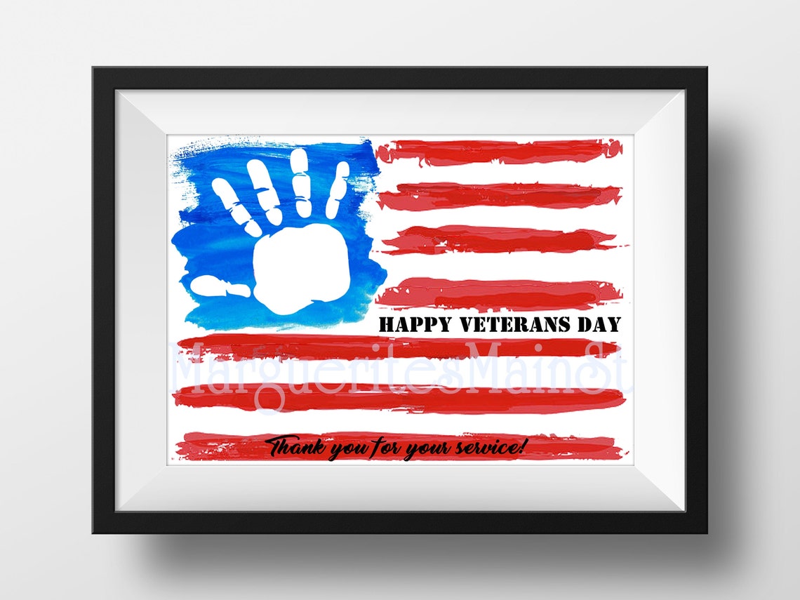 American Flag Happy Veteran's Day DIY Handprint Art - Etsy