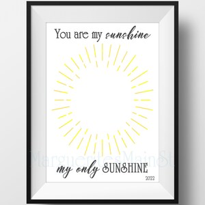 You Are My Sunshine Print Hand Print Keepsake Gift Keepsake | Etsy