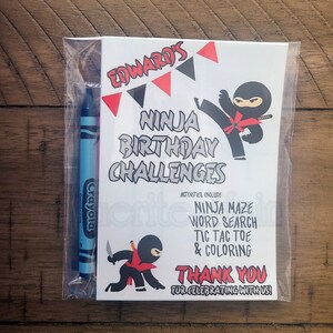 Birthday Ninja Favors - Print and Cut Ninja Activity Packet - Ninja ...