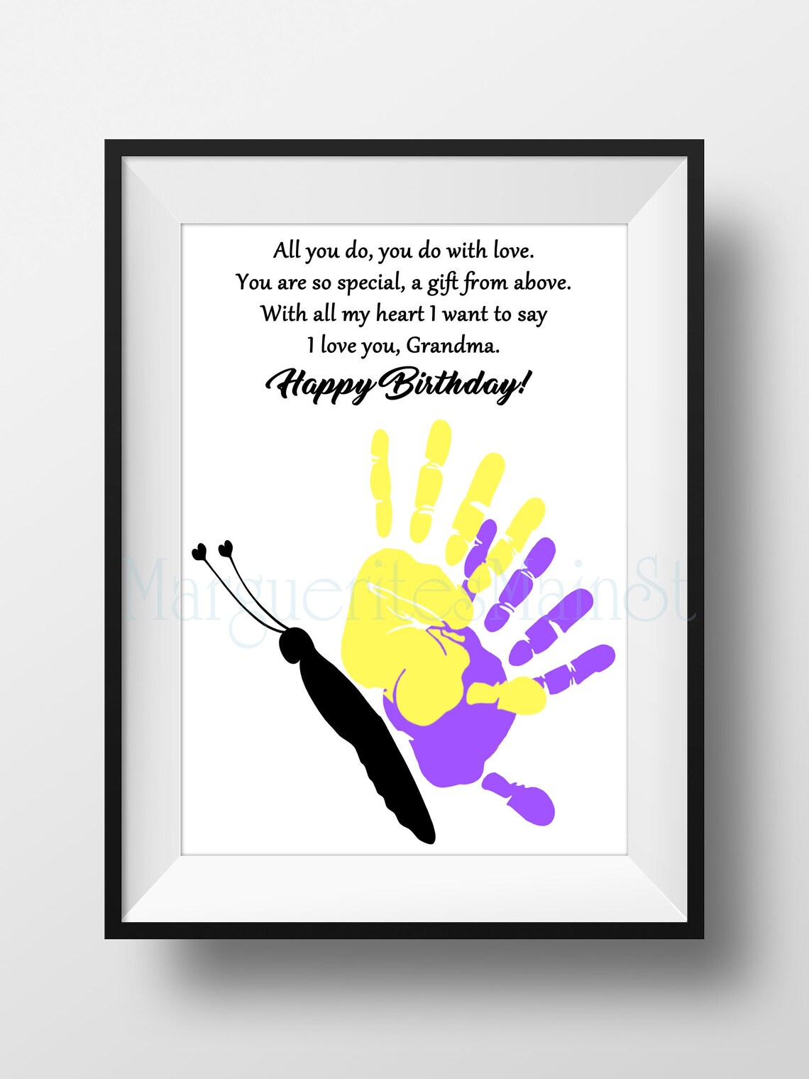 DIY Birthday Gift for Grandma, Butterfly Handprint, INSTANT Download ...