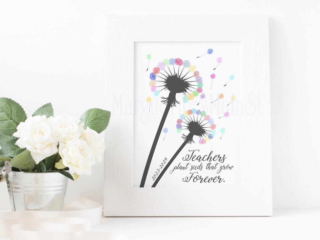 DIY Dandelion Fingerprint Art, Teacher Appreciation Gift, Gift From ...