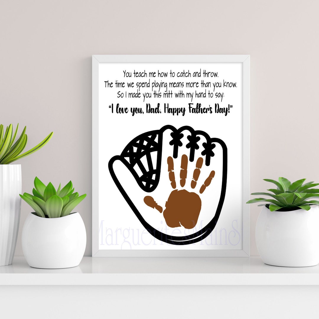 Dad - DIY Handprint Baseball Mitt Art - Father's Day Gift From Kids ...