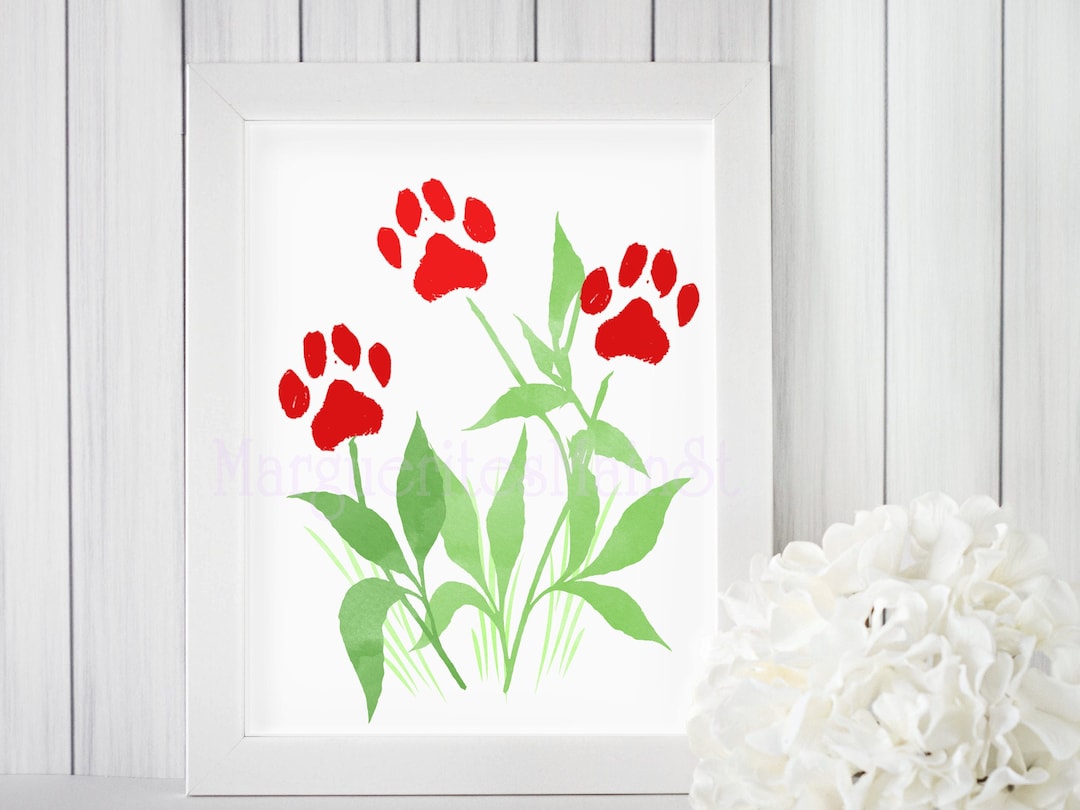 DIY Paw Print Art, Paw Flowers, Gift From Dog, Gift for Pet Parent, Dog ...