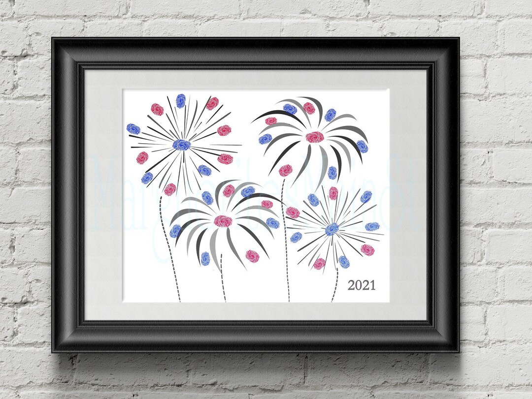 DIY Fingerprint Art 4 Fireworks Print INSTANT Download - Etsy
