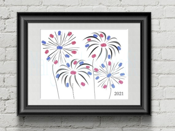 DIY Fingerprint Art 4 Fireworks Print INSTANT Download - Etsy