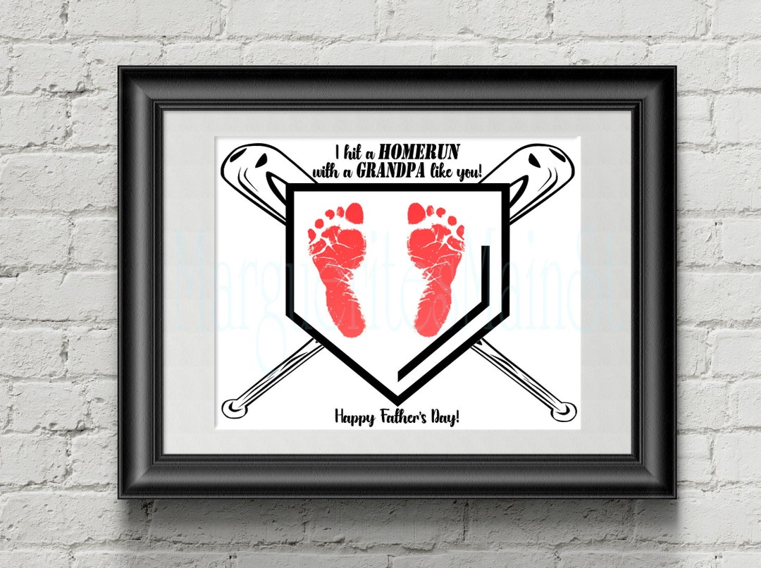 Grandpa Homerun DIY Footprint Baseball Art, Father's Day Gift From Kids ...