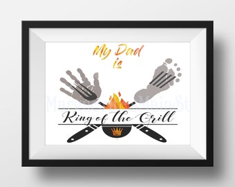Grill Master Father's Day Handprint Sign Printable BBQ Dad Sign ...