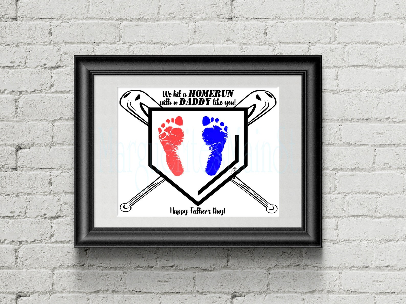 DIY Footprint Baseball Art Homerun Daddy Father's Day - Etsy