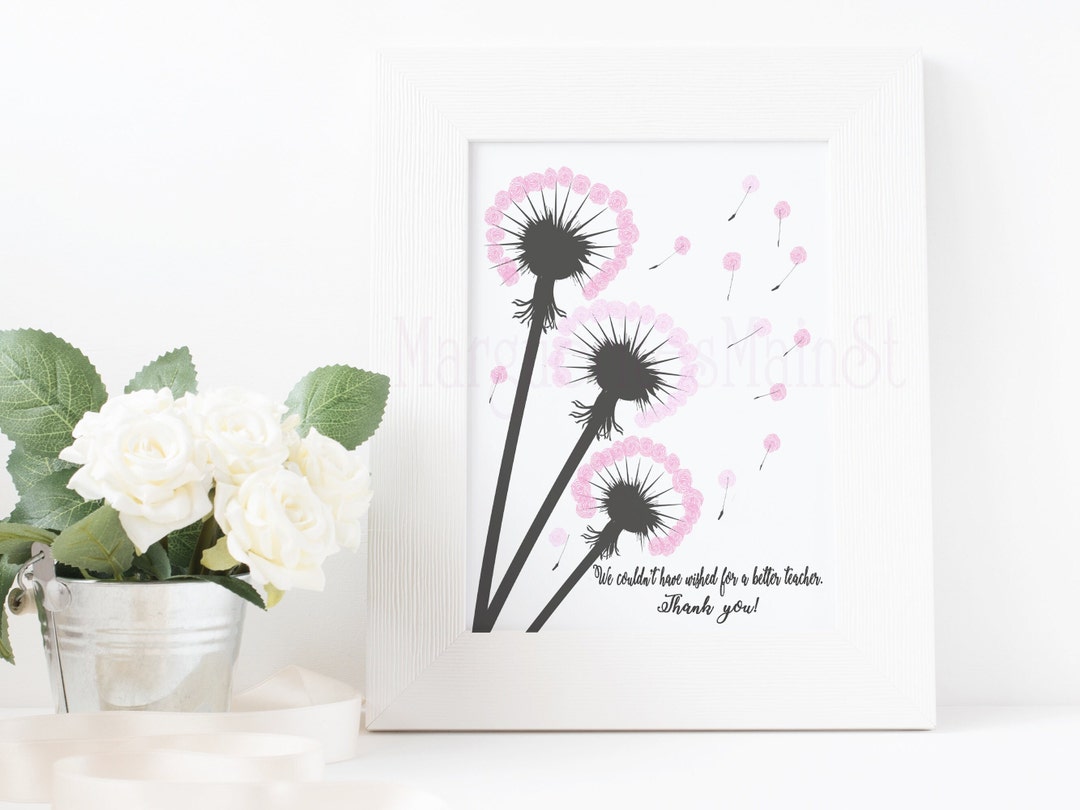 DIY Dandelion Fingerprint Art Teacher Gift From Kids, INSTANT Download ...