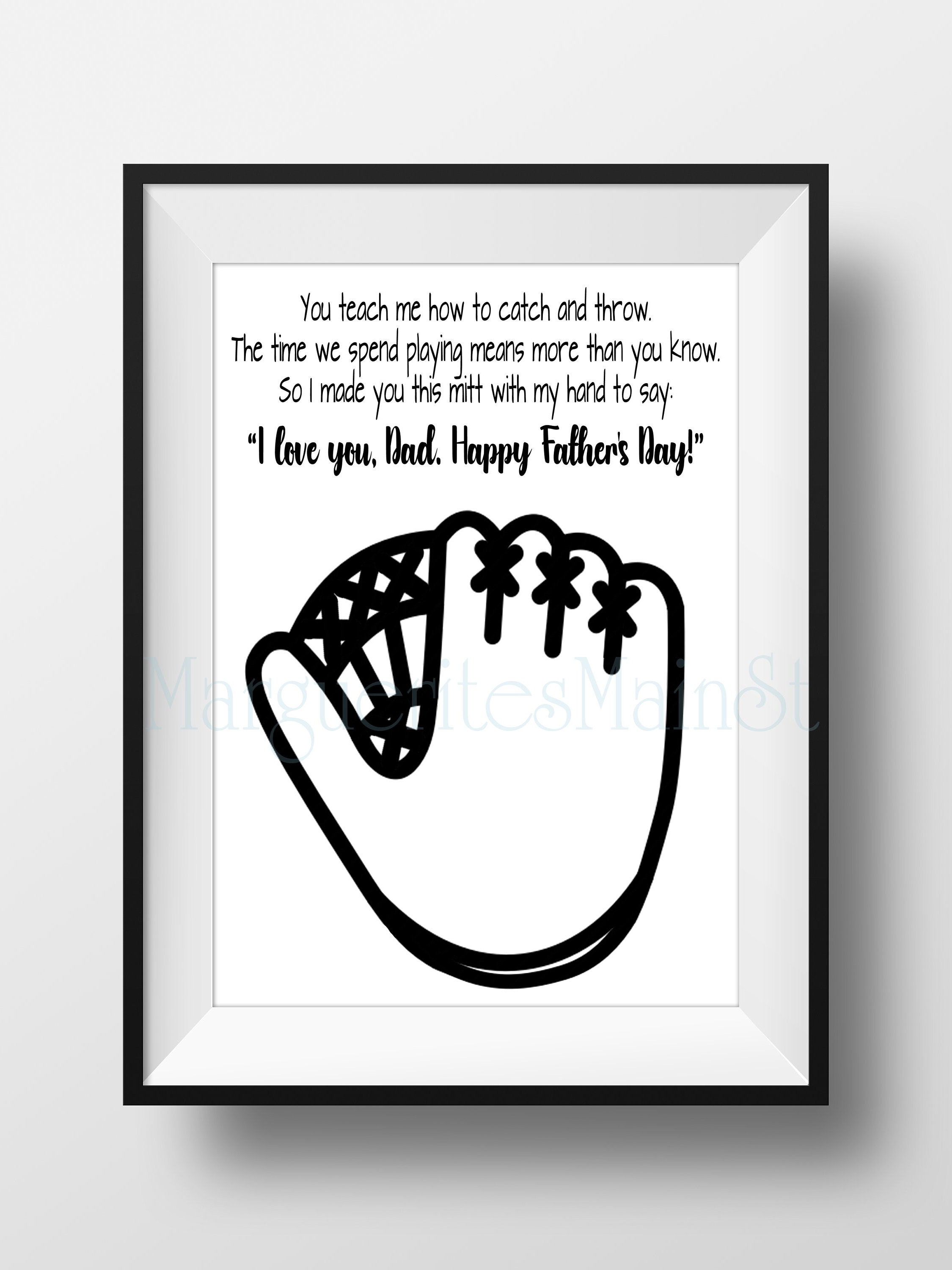 Dad DIY Handprint Baseball Mitt Art Father's Day Gift - Etsy