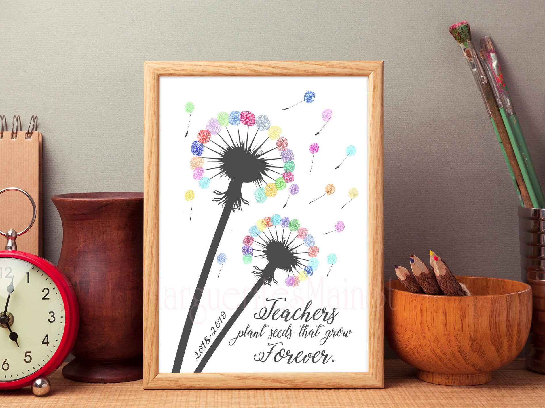 DIY Dandelion Fingerprint Art Teacher Appreciation Gift | Etsy