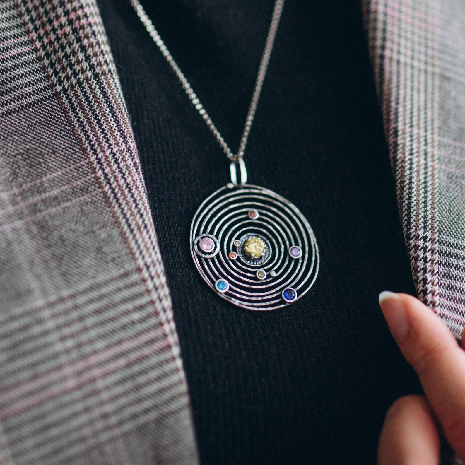 Solar System Pendant, Sterling Silver, Oringo Fantasy Jewelry, Made in ...