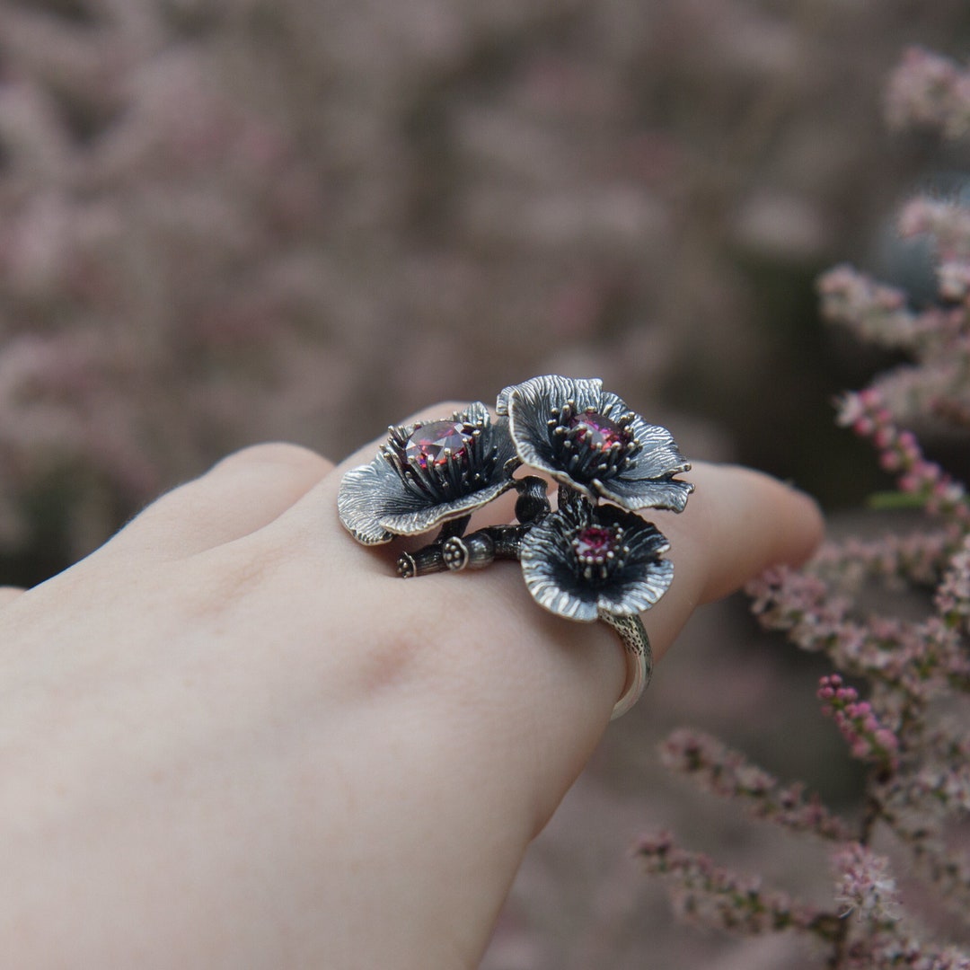 Remembrance Poppy Ring, Sterling Silver, Oringo Meaningful Jewelry ...