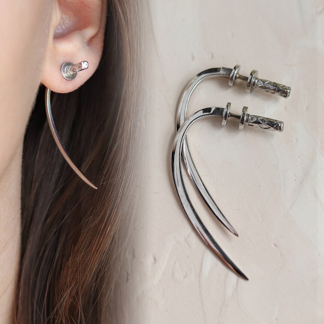Sterling Silver Katana Sword Earrings: Warrior Jewelry - Etsy