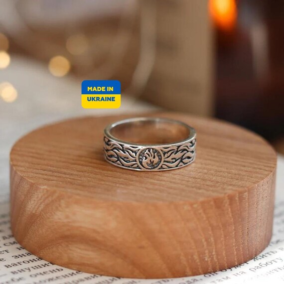Four Elements Fire Ring Sterling Silver Made in Ukraine - Etsy