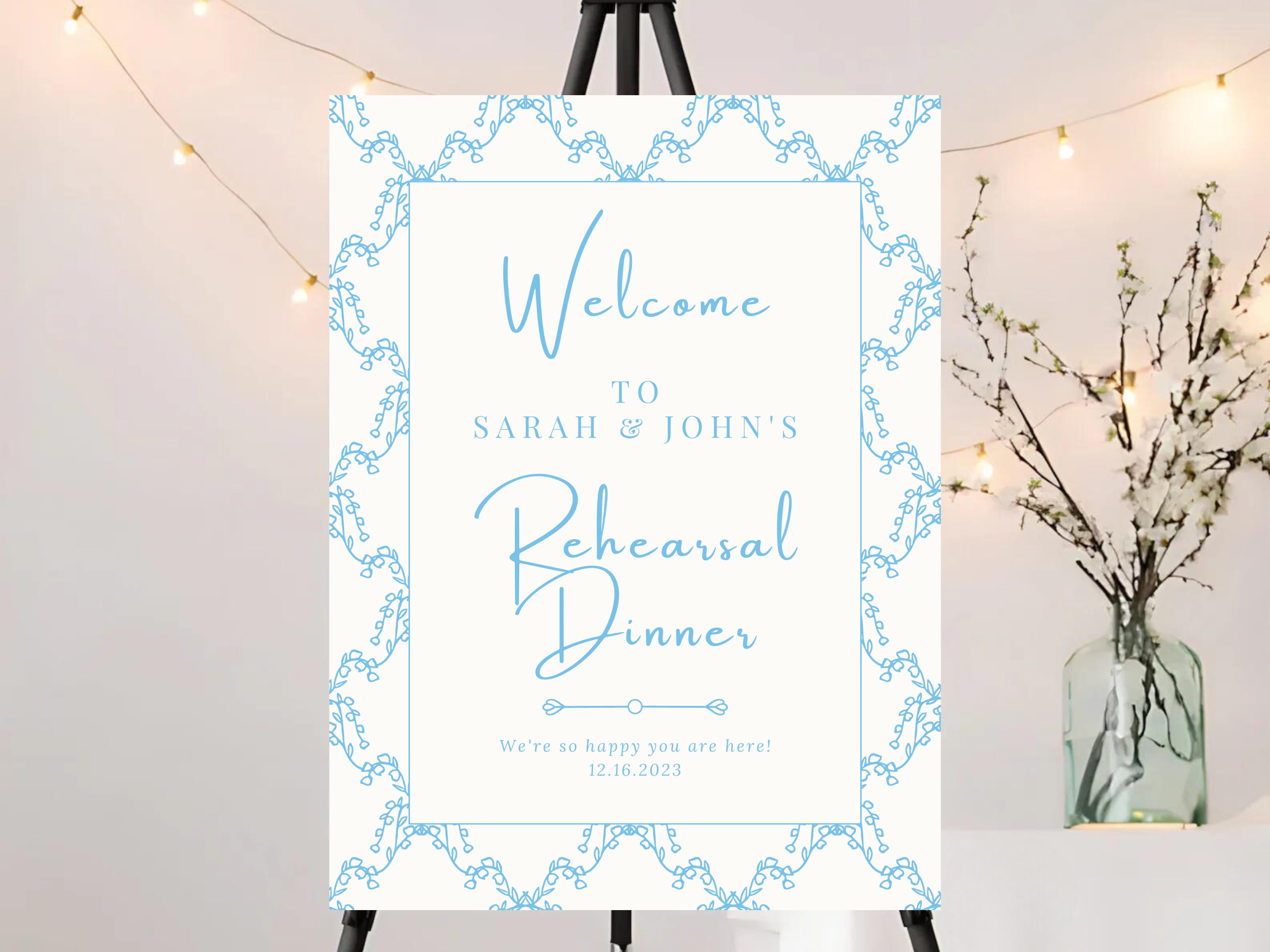 Rehearsal Dinner Welcome Sign Template, Chinoiserie & Dusty Blue ...