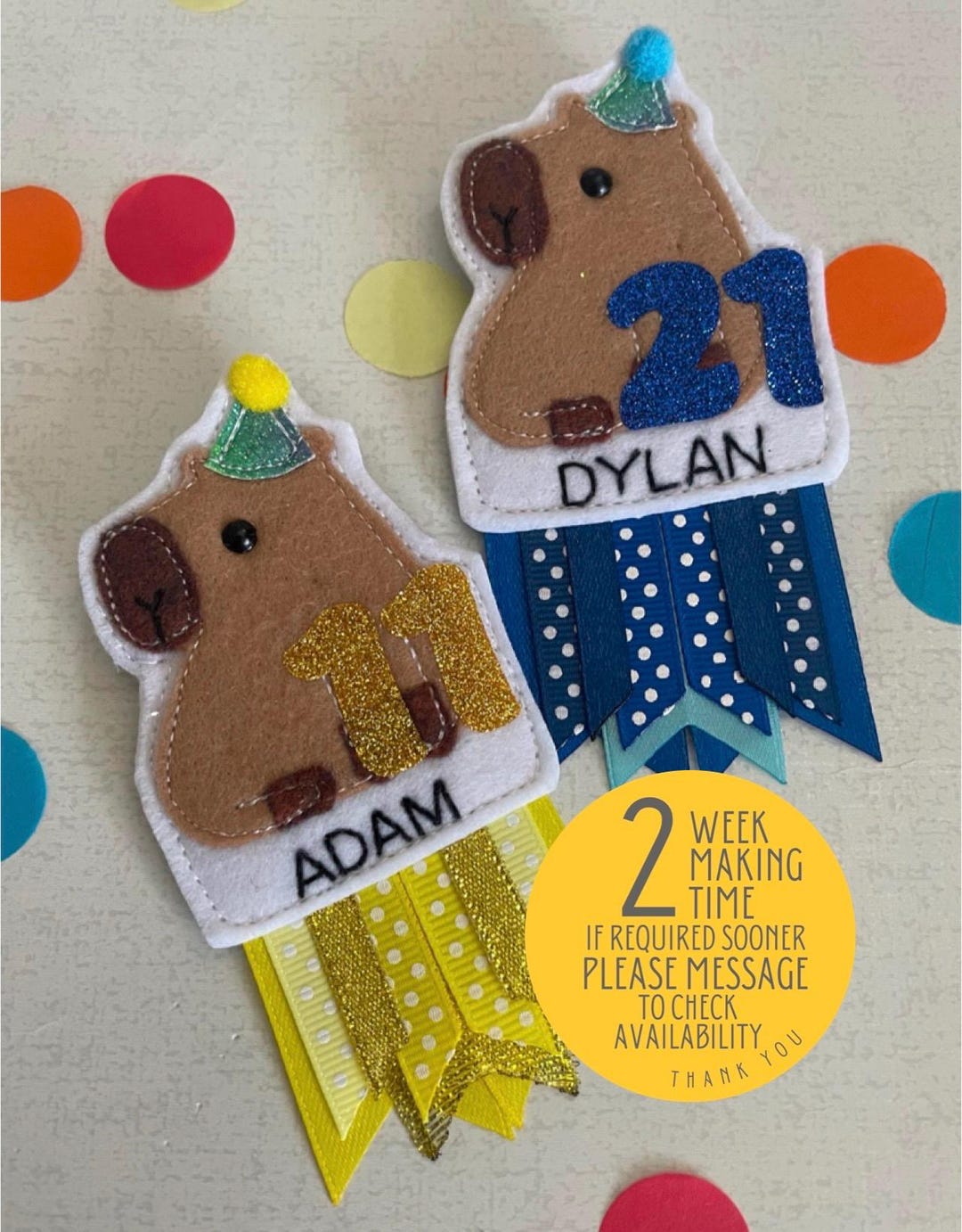 Personalised Capybara Birthday Badge - Etsy