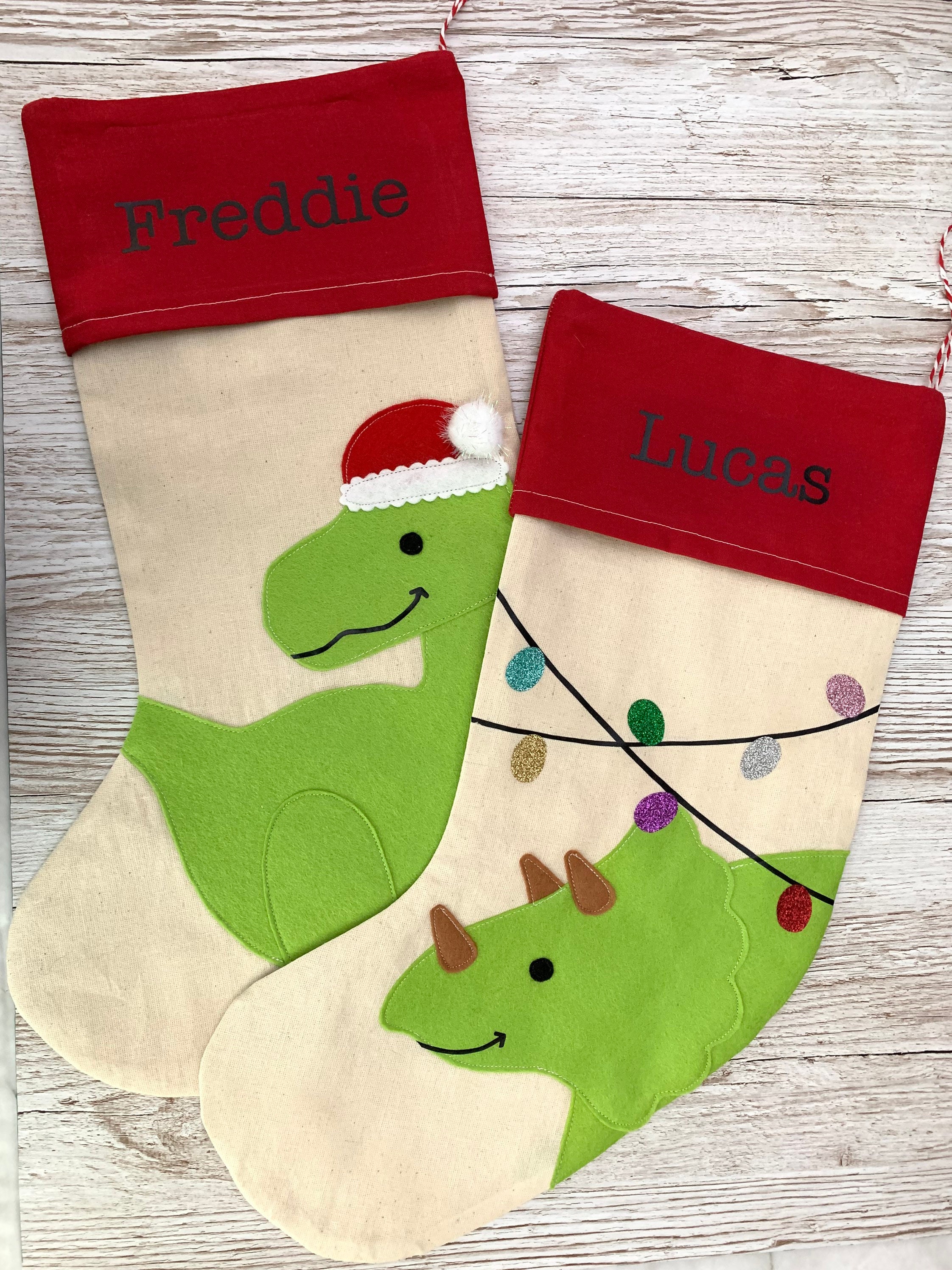 Personalised Dinosaur Christmas Stocking Christmas Dino - Etsy UK