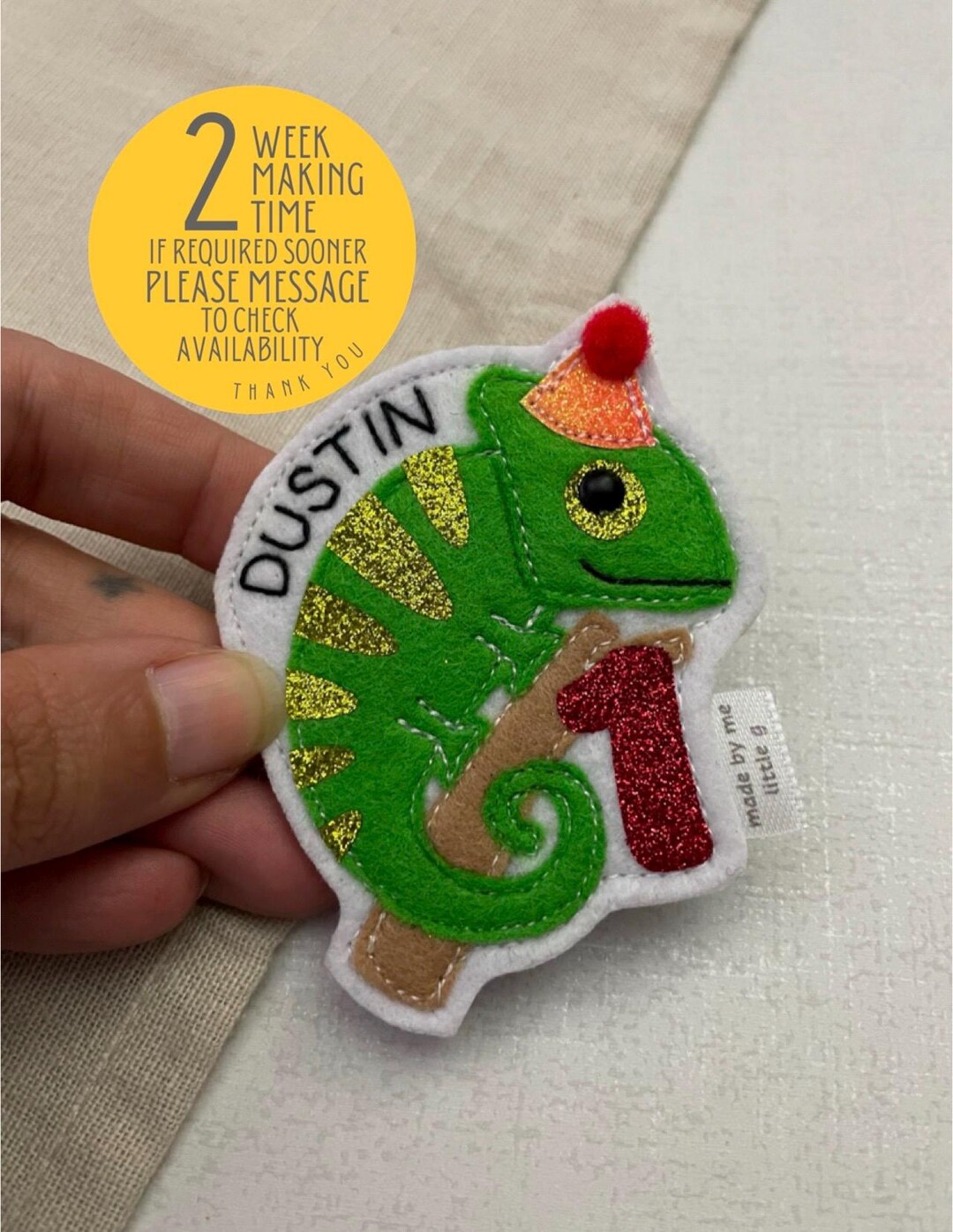 Personalised Chameleon Birthday Badge - Etsy