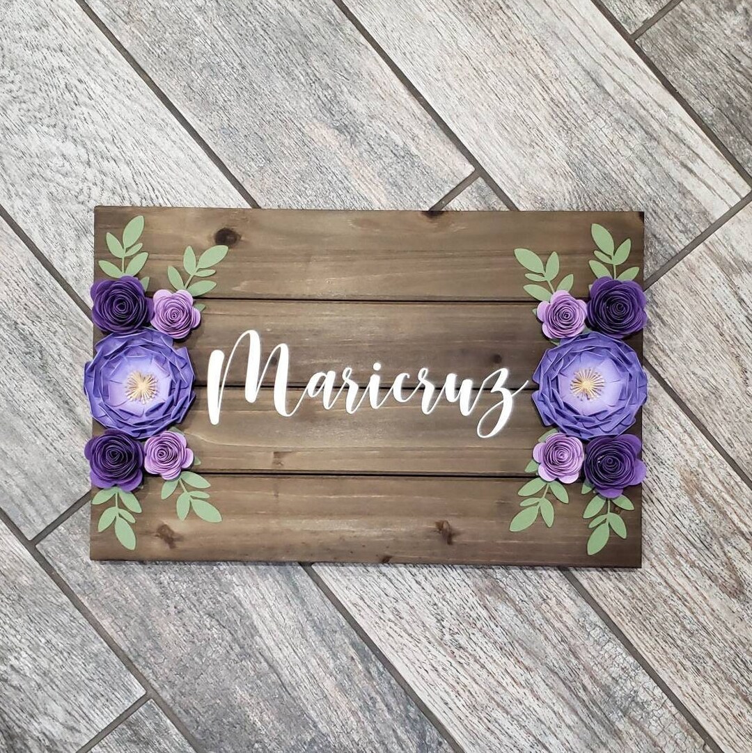 Large Custom Name Wood Plaque 3D Flower Wall Art Home Decor - Etsy