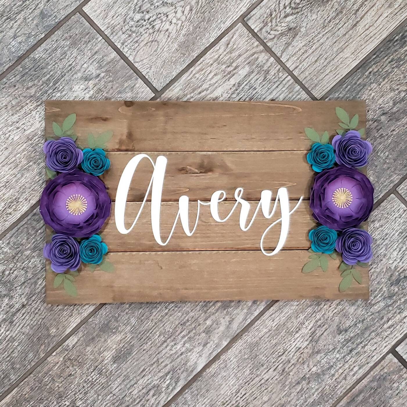Large Custom Name Wood Plaque 3D Flower Wall Art Home Decor | Etsy