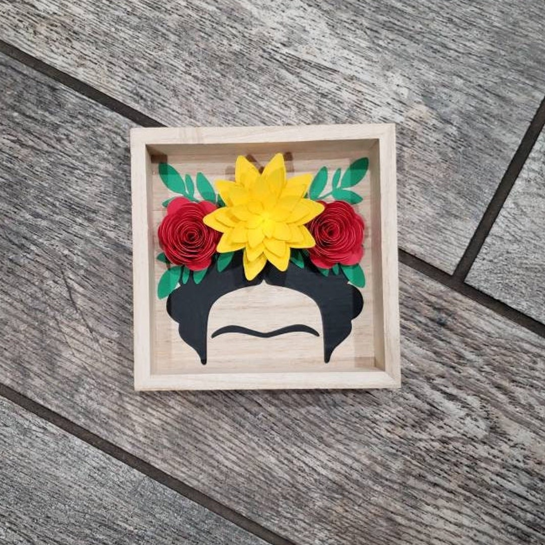Frida Kahlo 3D Flower & Vinyl Wood Plaque Shadow Box Sign - Etsy