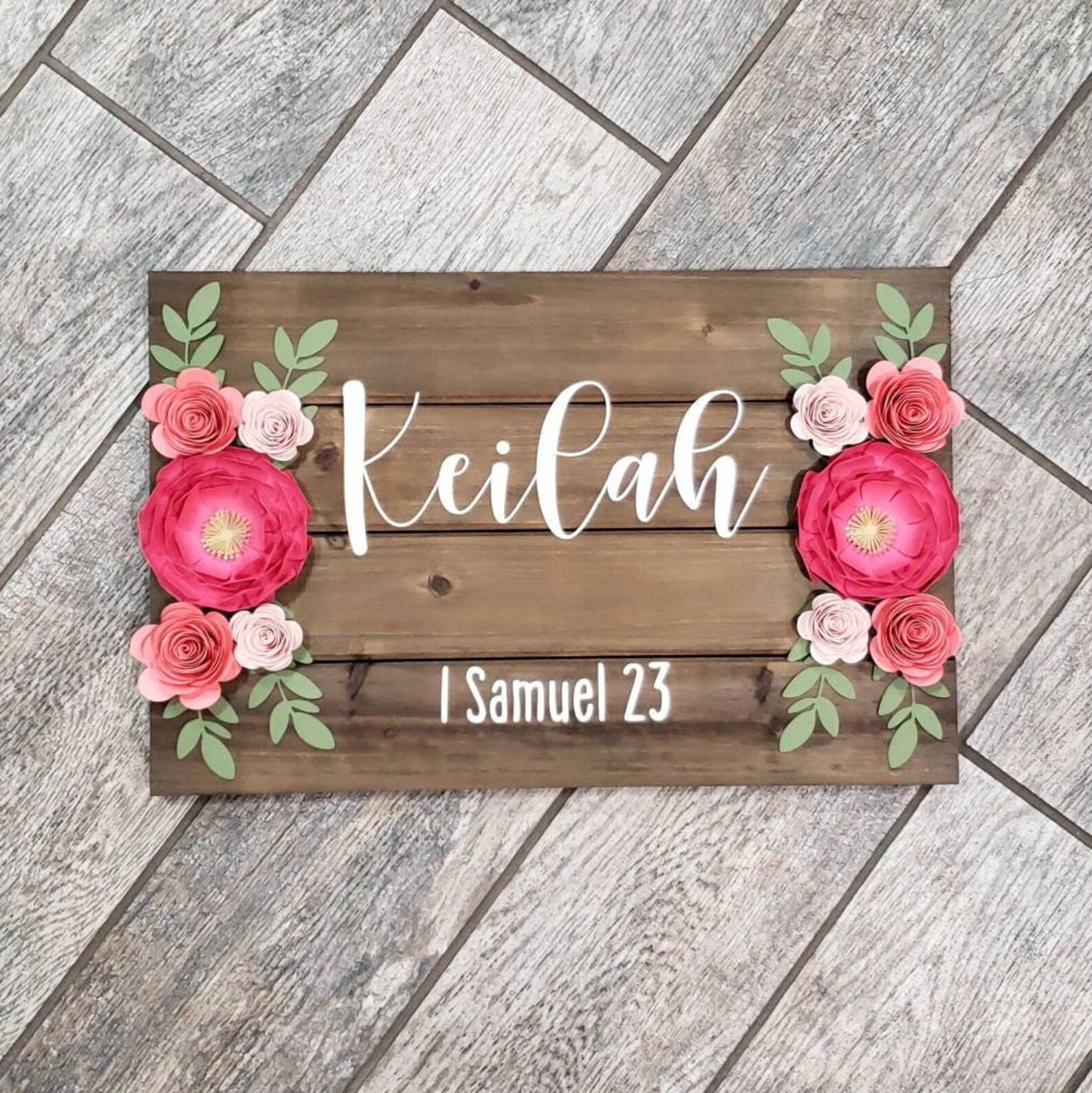Large Custom Name Wood Plaque 3D Flower Wall Art Home Decor - Etsy