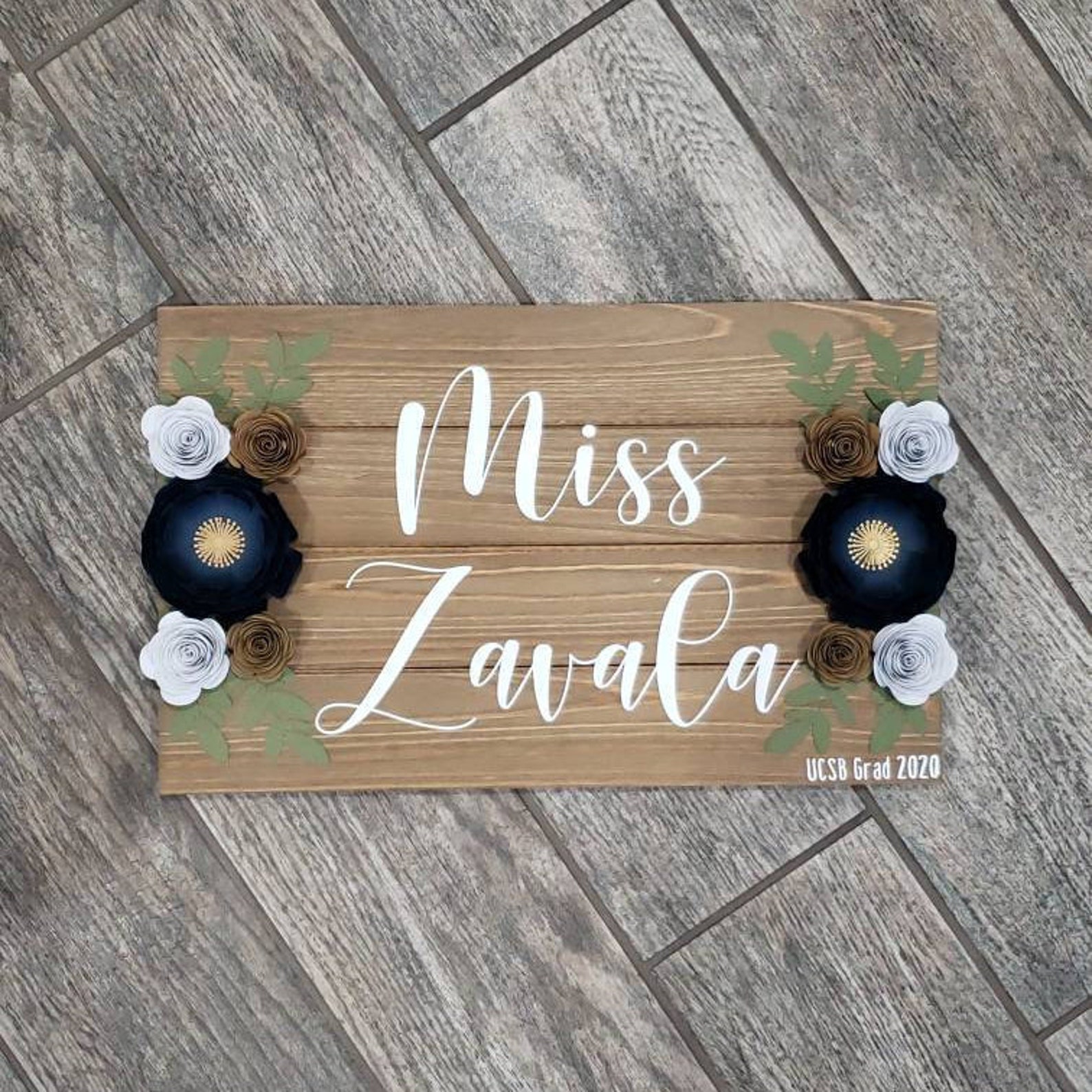 Large Custom Name Wood Plaque 3D Flower Wall Art Home Decor | Etsy