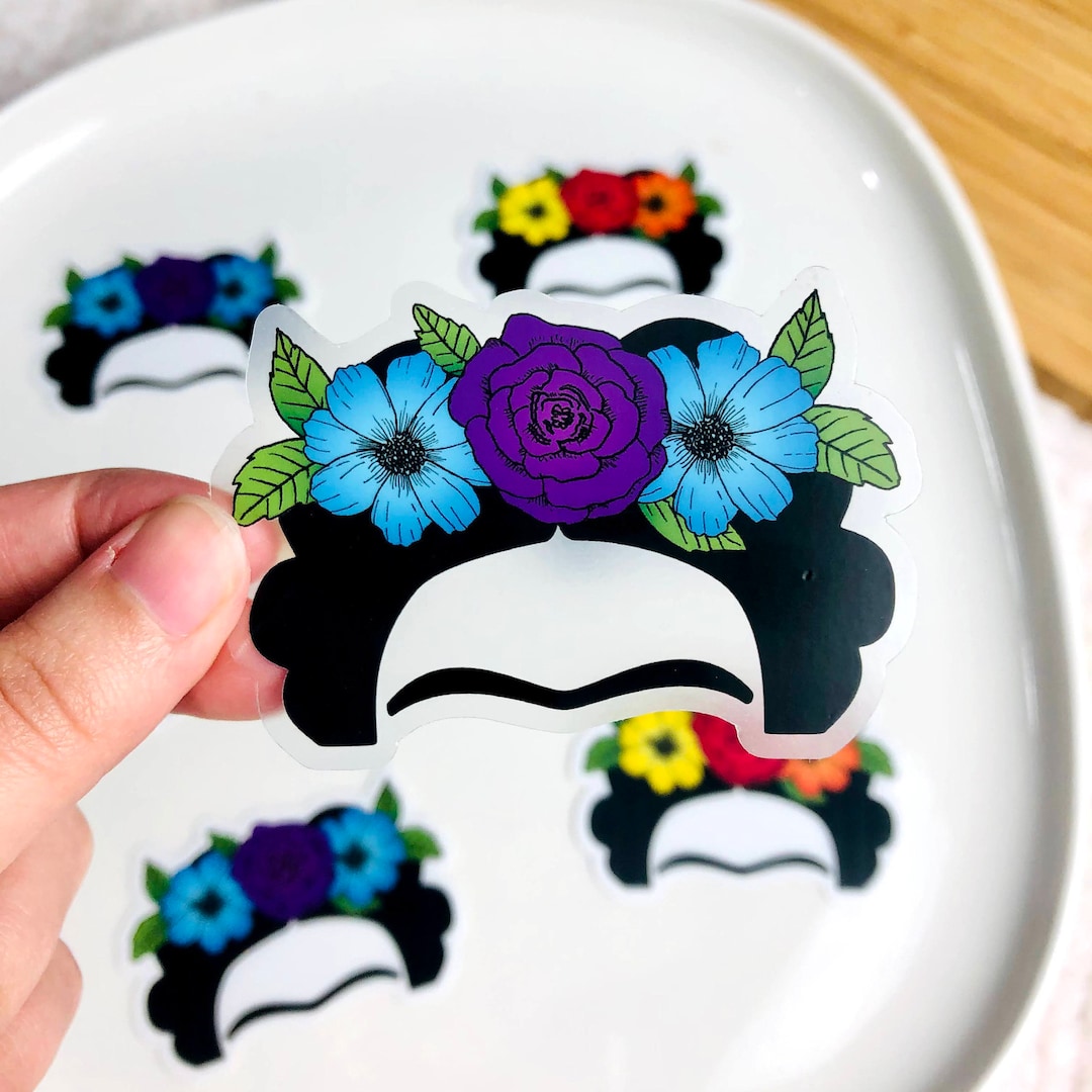 Frida Kahlo Sticker – Clear Vinyl Art Decal With Flower Crown for ...