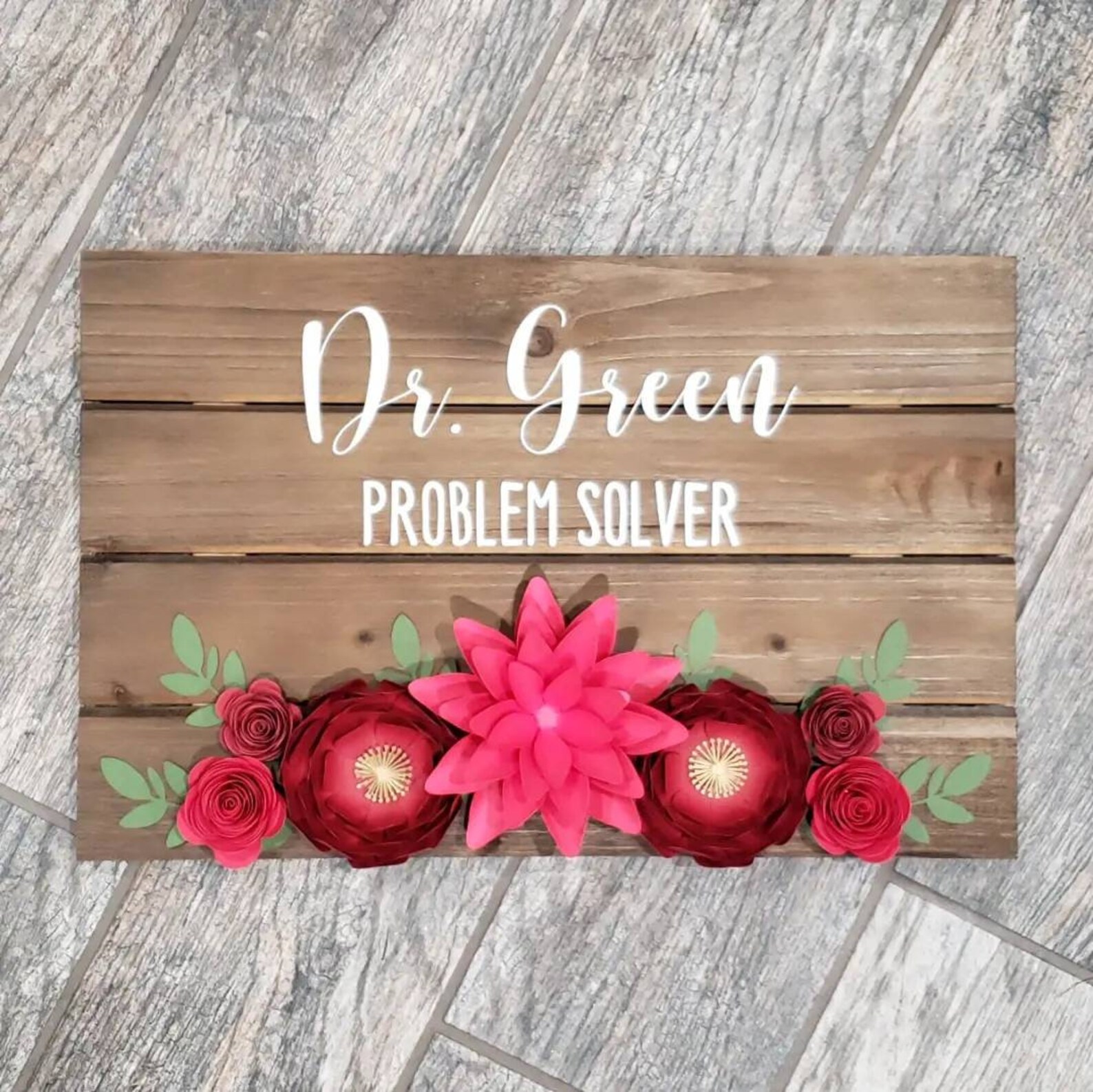 Large Custom Name Wood Plaque 3D Flower Wall Art Home Decor - Etsy