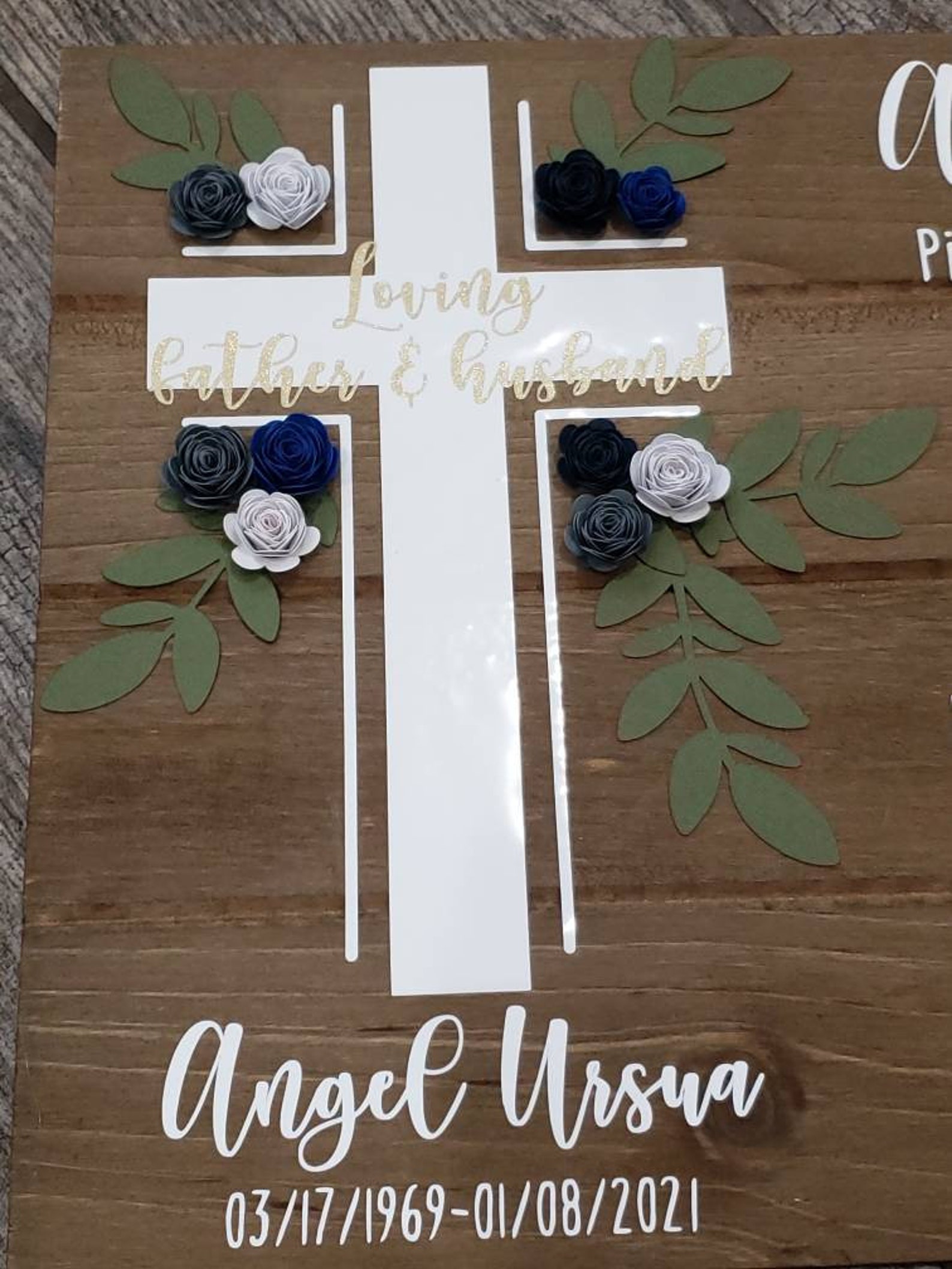 Remembrance Wood Plaque & 3D Flower Wall Art Home Decor - Etsy