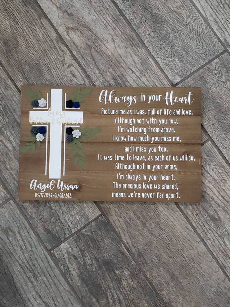 Remembrance Wood Plaque & 3D Flower Wall Art Home Decor - Etsy