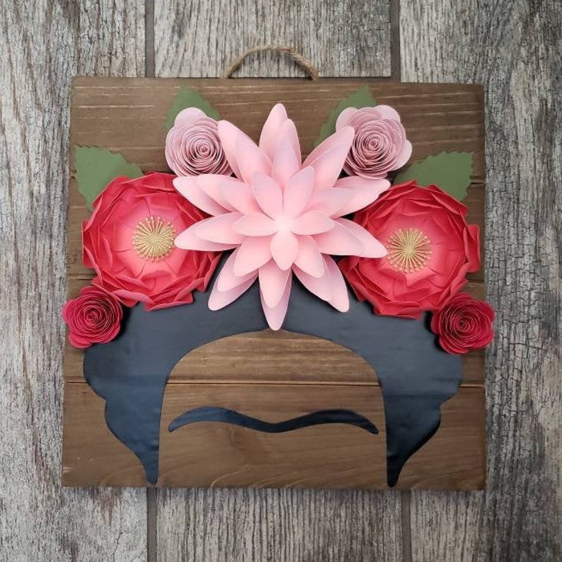 Frida Kahlo 3D Flower & Vinyl Wood Plaque Sign | Wall Art Home Decor - Etsy