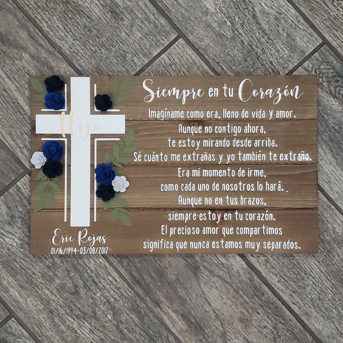 Remembrance Wood Plaque & 3D Flower Wall Art Home Decor - Etsy