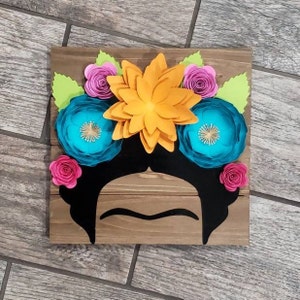Frida Kahlo 3D Flower & Vinyl Wood Plaque Sign | Wall Art Home Decor - Etsy