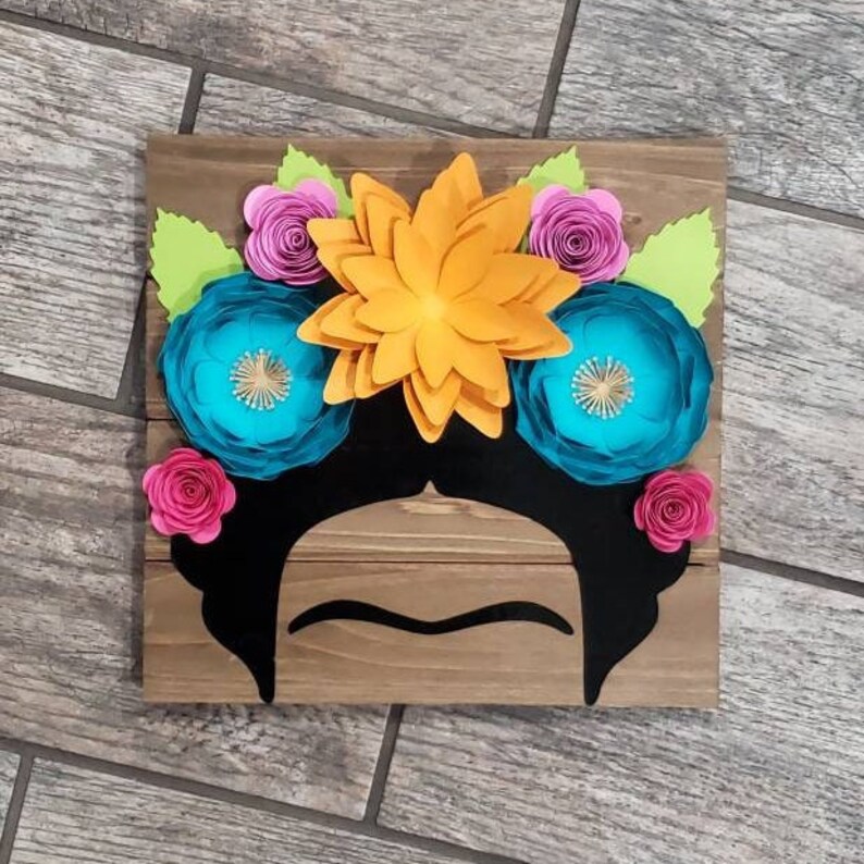 Frida Kahlo 3D Flower & Vinyl Wood Plaque Sign | Wall Art Home Decor - Etsy