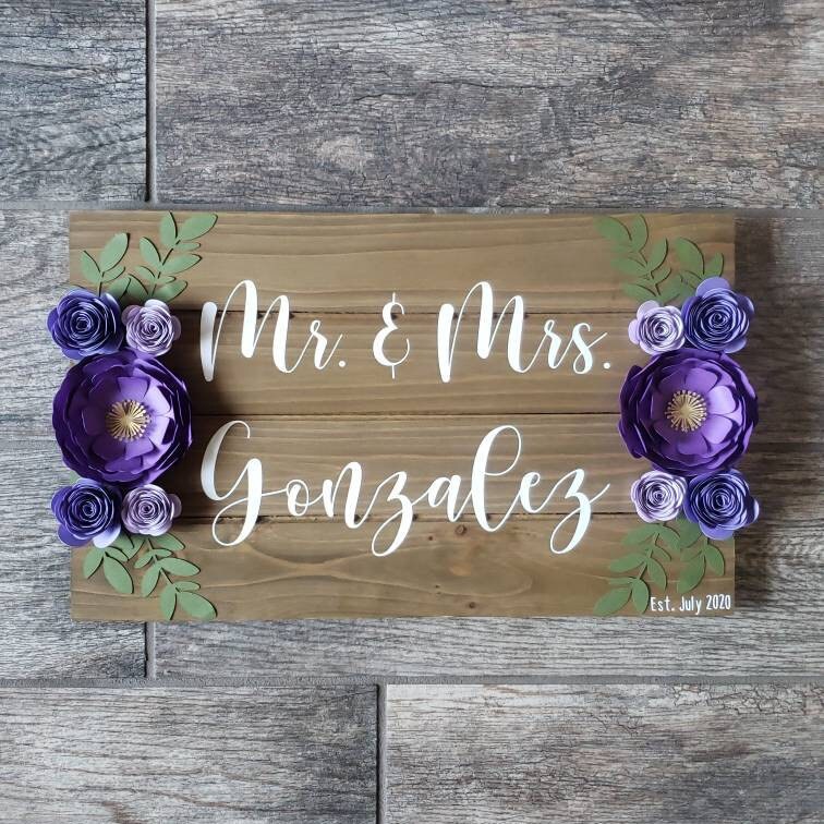 Large Custom Name Wood Plaque 3D Flower Wall Art Home Decor | Etsy