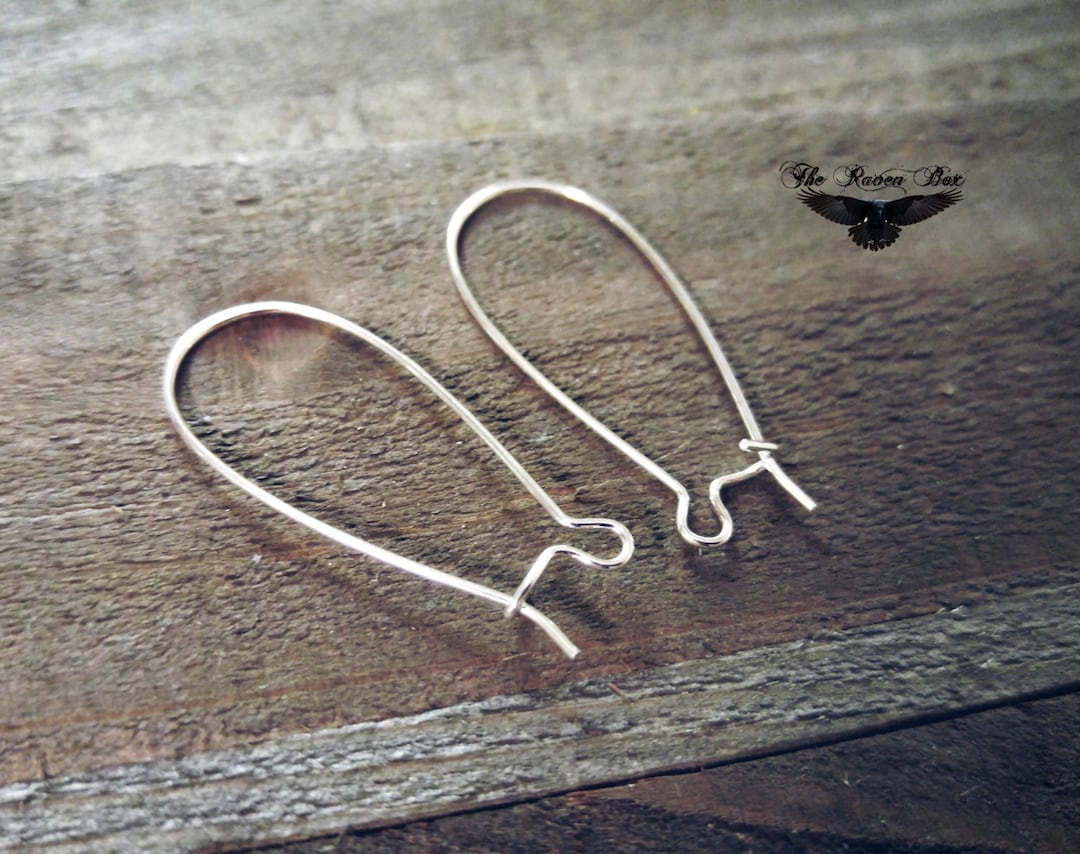 Kidney Ear Wires Earring Wires Silver Ear Wires 33mm 1.29" Long Earring ...