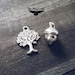 Tree Charm Acorn Charm Oak Tree Charm Set Antiqued Silver Tree Charm 3D ...
