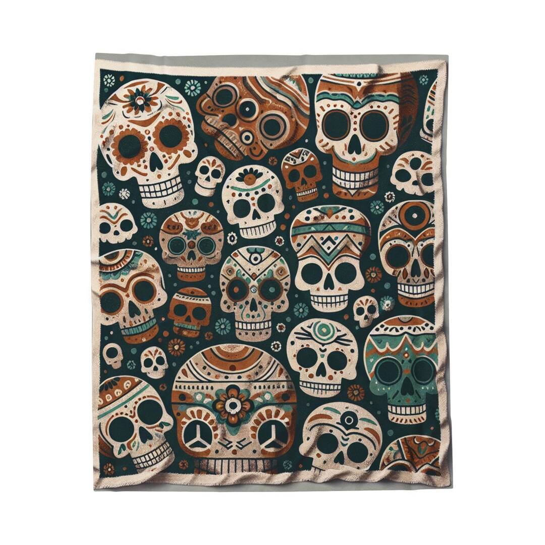 Dia De Los Muertos Skull Blanket, Plush Throw, Cozy Home Decor ...