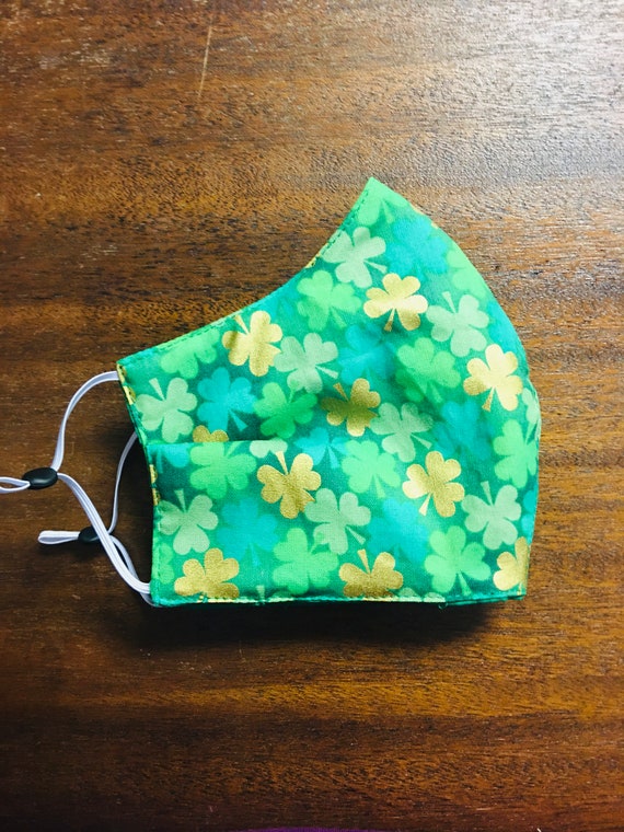 Shamrock Print Face Mask 4 Leaf Clover Green Face Mask | Etsy