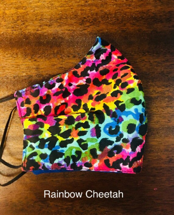 Rainbow Cheetah Face Mask Animal Print Face Mask Washable | Etsy