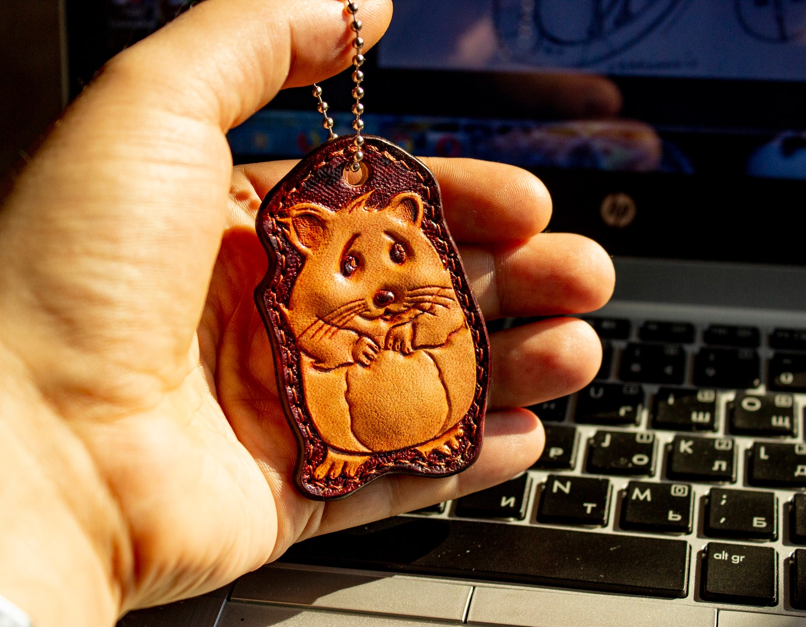 Hamster Keychain Leather Key Fob Gift Keyring Bag Charm | Etsy