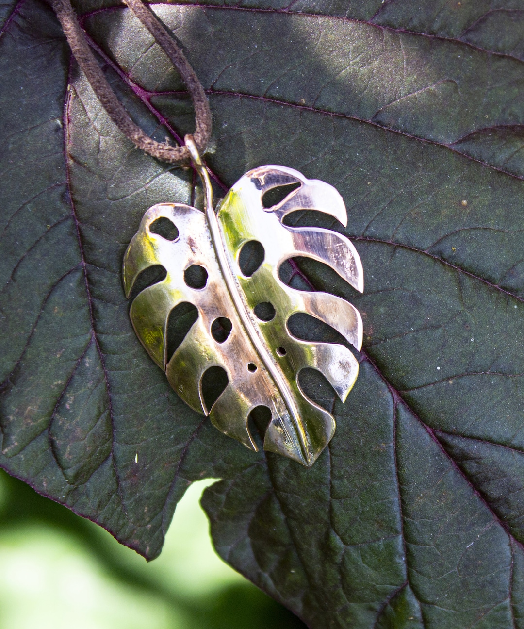 Copper Pendant Monstera Leave Jewelry Ornament Gift for Sister ...