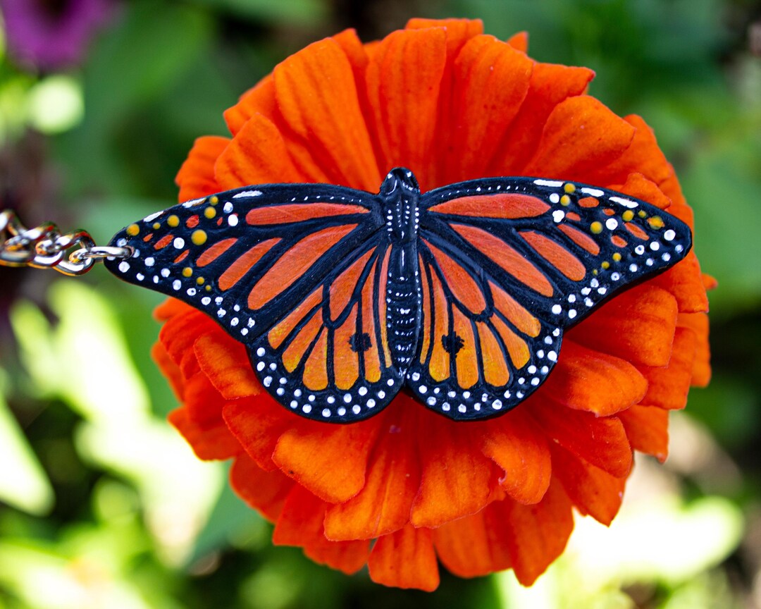 Hand-painted Leather Monarch Butterfly Keychain - Etsy